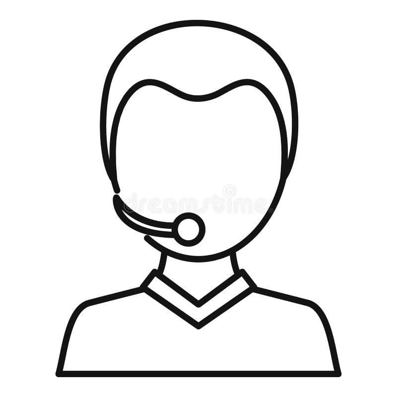 Customer Man Support Icon, Outline Style Stock Vector - Illustration of ...