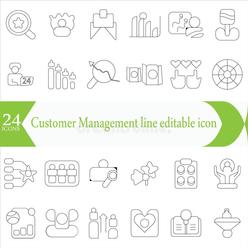 Customer Management Line Editable Icon Set Stock Illustration ...