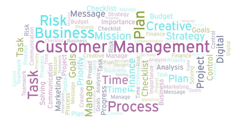 Customer Management Word Cloud, Made with Text only. Stock Illustration ...