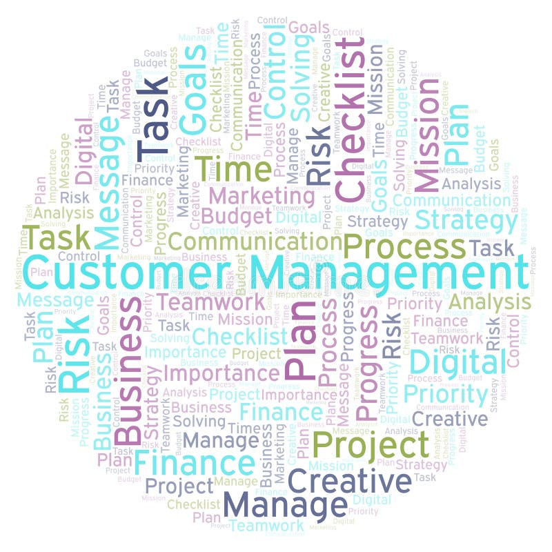 Customer Management Word Cloud, Made with Text only. Stock Illustration ...
