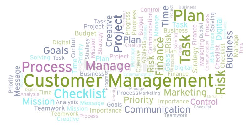 Customer Management Word Cloud, Made with Text only. Stock Illustration ...