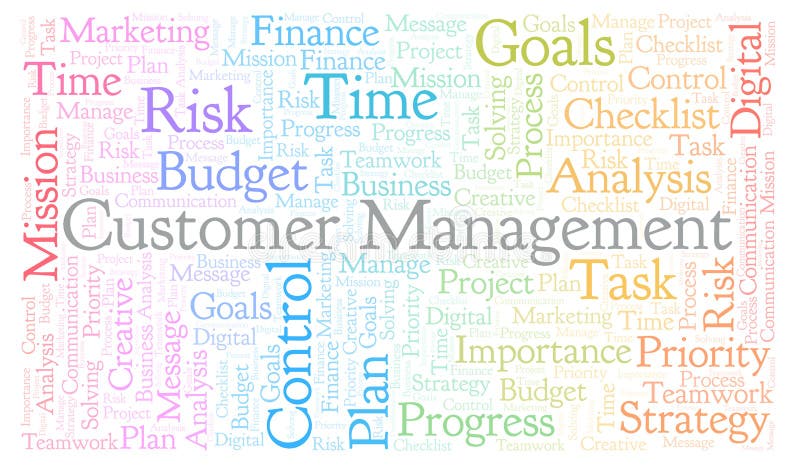 Customer Management Word Cloud, Made with Text only. Stock Illustration ...