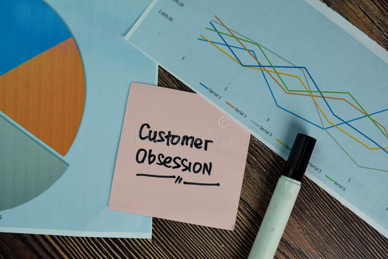 Customer Obsession Write on Sticky Notes Isolated on Wooden Table Stock ...