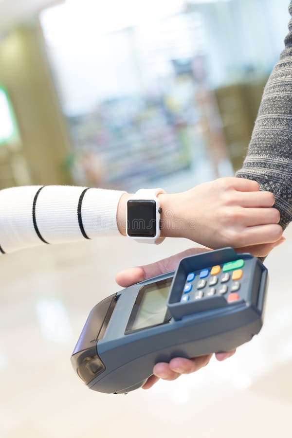 Customer Pay by Smart Watch Stock Image - Image of finance, computer ...
