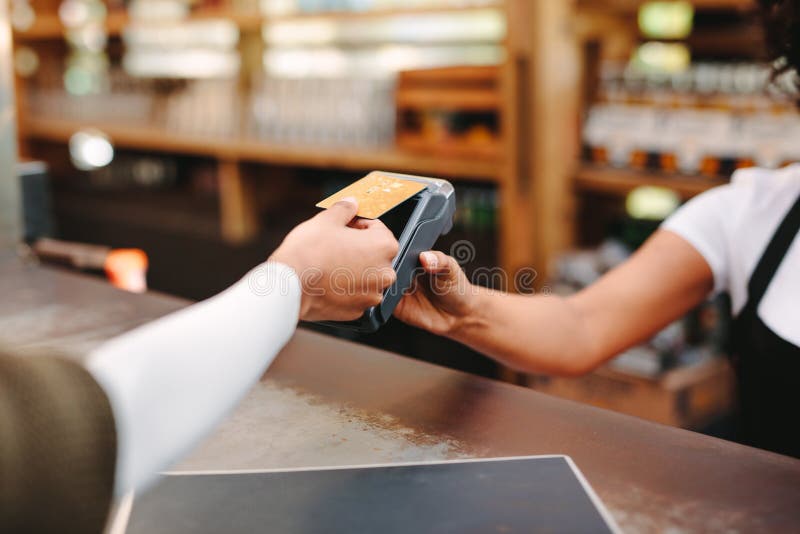 Customer Making Payment Using Credit Card at Bar Stock Image - Image of ...