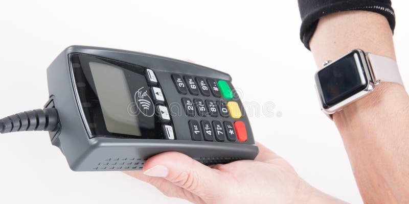 Customer Paying Bill by Watch Phone Contactless Editorial Image - Image ...