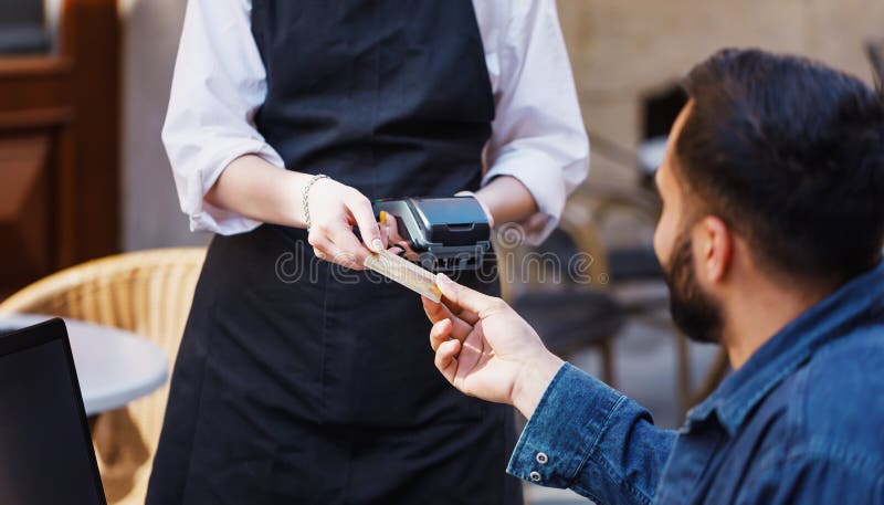 Customer Paying by Credit Card Stock Photo - Image of work, freelance ...