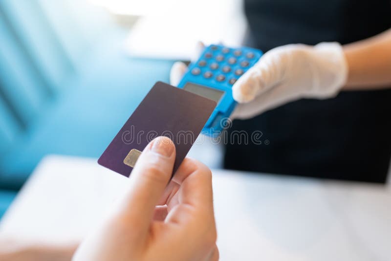Customer Paying through Credit Card in Restaurant Stock Image - Image ...