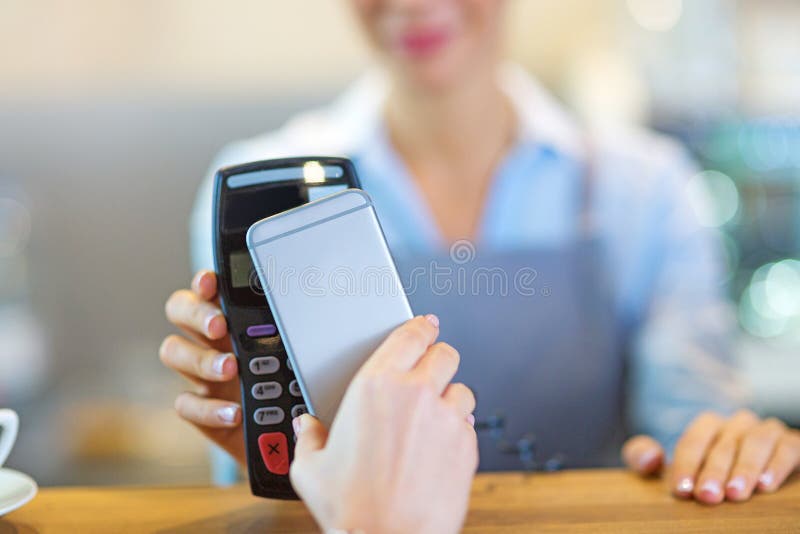 Customer Paying through Mobile Phone Stock Image - Image of reader ...