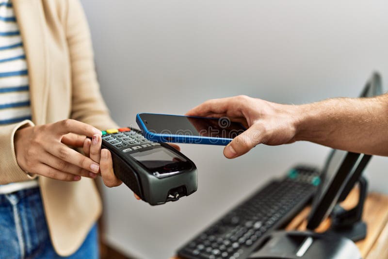 Customer Paying with Smartphone at Store Stock Photo - Image of payment ...