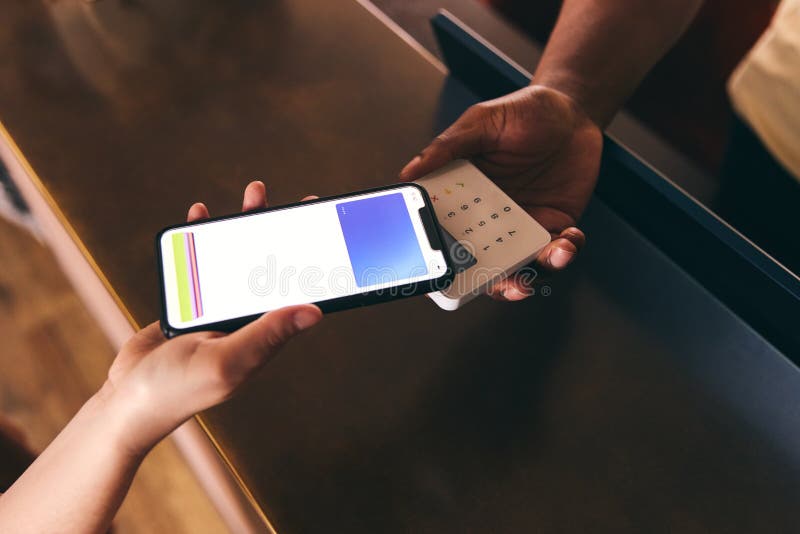 Customer Paying Using Smartphone Mobile Payment NFC Contactless ...