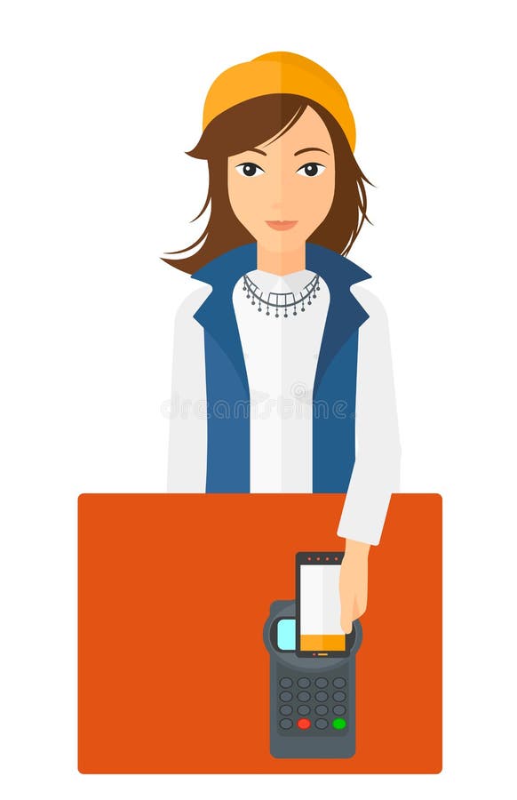Customer Paying Using Smartphone Stock Vector - Illustration of ...