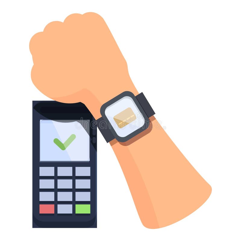 Customer Paying Using Smartwatch for Nfc Payment Stock Vector ...