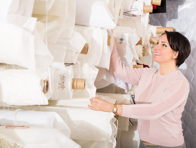 Customer Posing Near Cloth Winds Stock Image - Image of cloth, happy ...