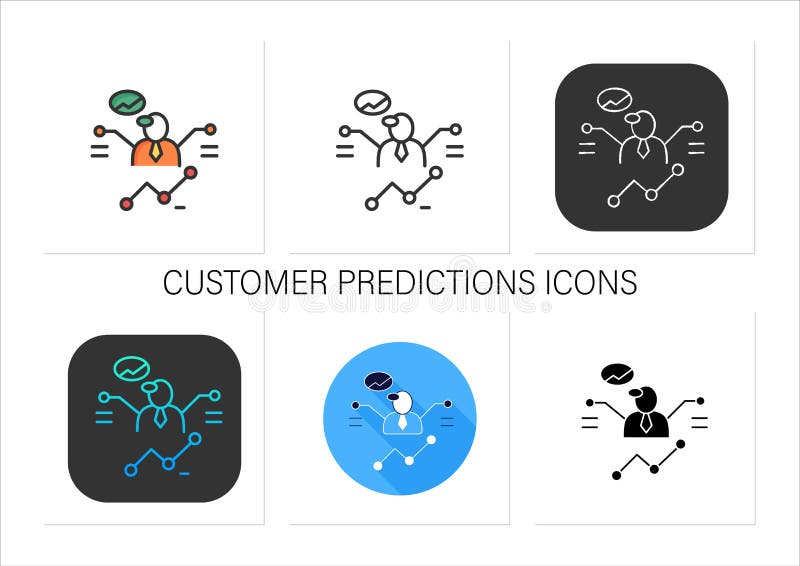 Customer Predictions Icons Set Stock Vector - Illustration of control ...