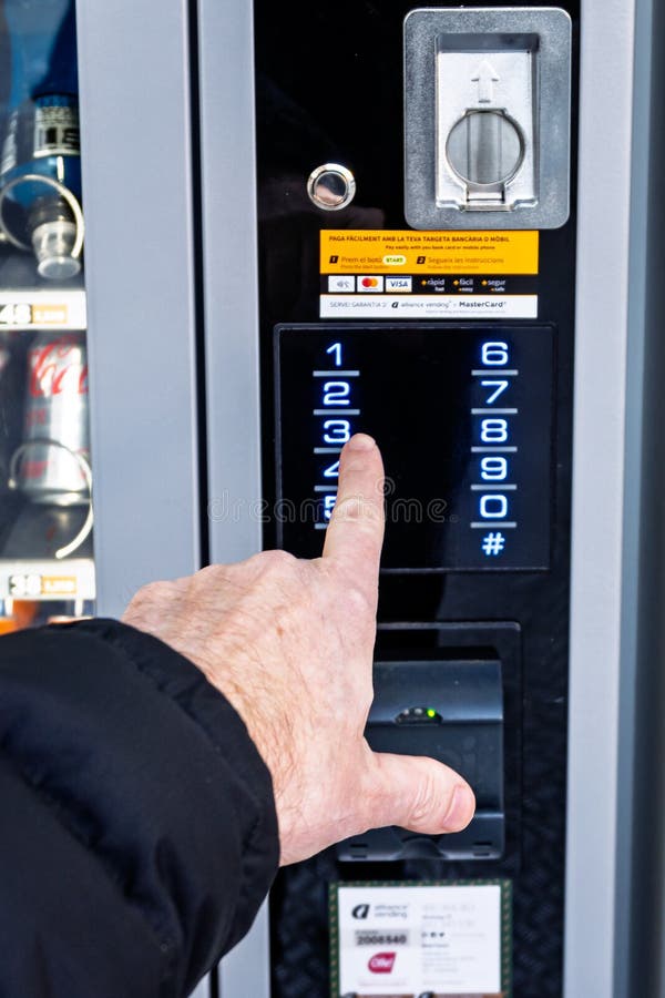 Customer Pressing Button on Vending Machine Keypad Editorial Photo ...