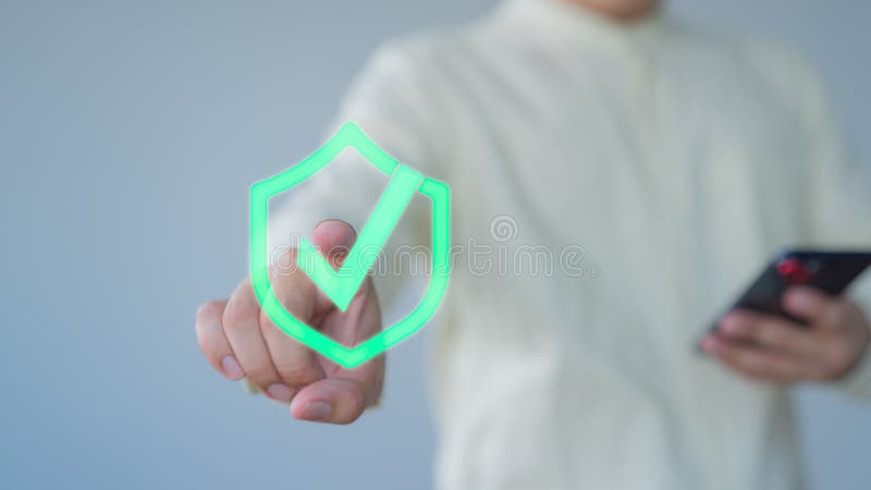 Customer is Pressing Identity Proofing Icon for Security Protection ...