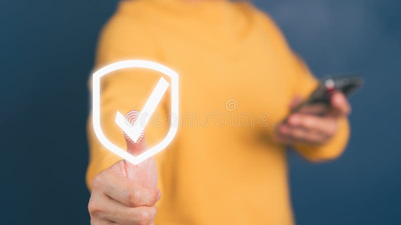 Customer is Pressing Identity Proofing Icon for Security Protection ...