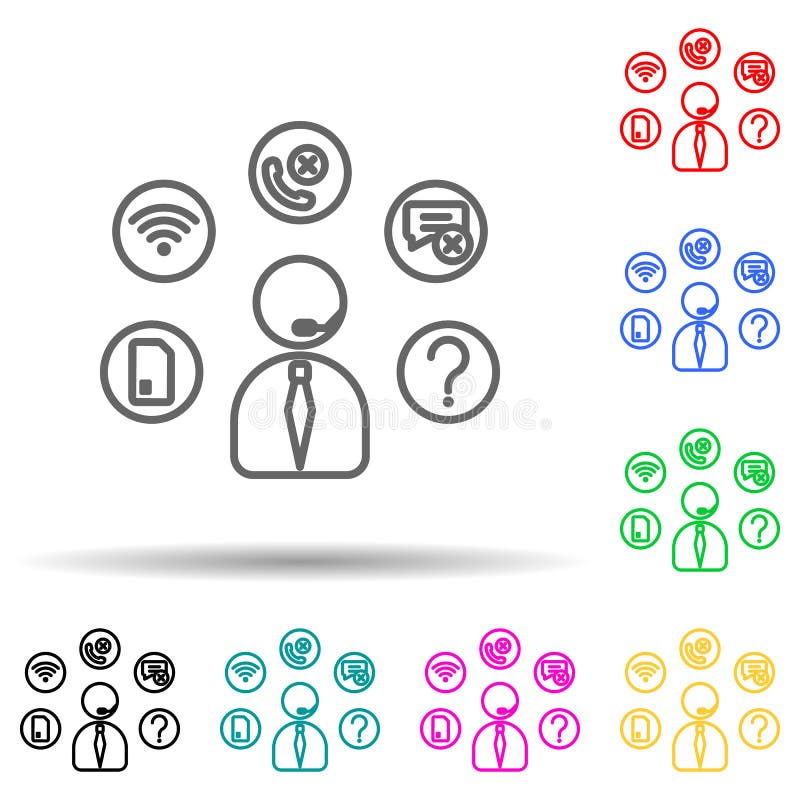 Customer Problems Multi Color Set Icon. Simple Thin Line, Outline of ...