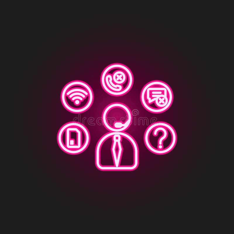Customer Problems Neon Style Icon. Simple Thin Line, Outline Vector of ...