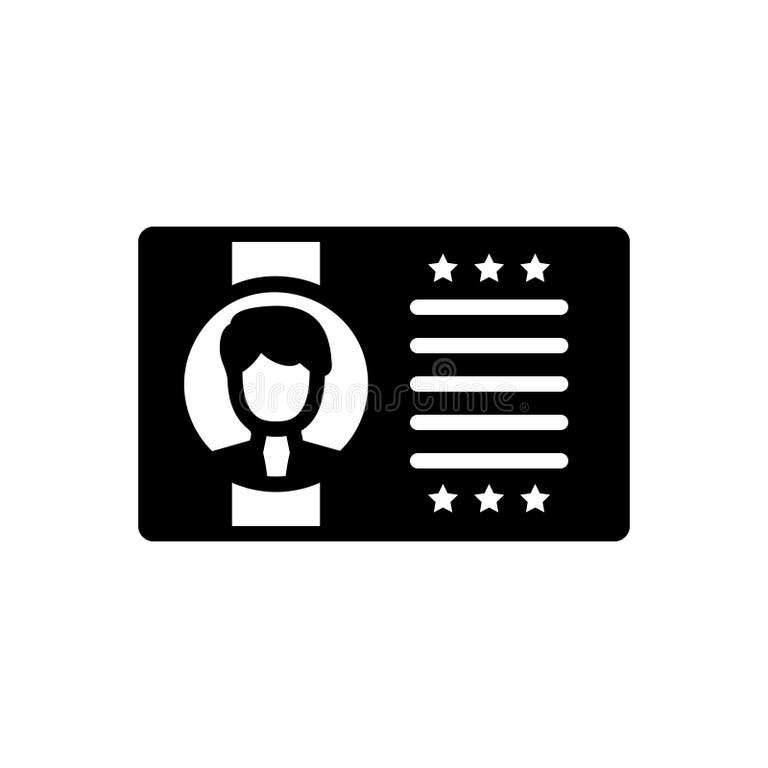 Black Solid Icon for Customer Profile, Identification and License Stock ...