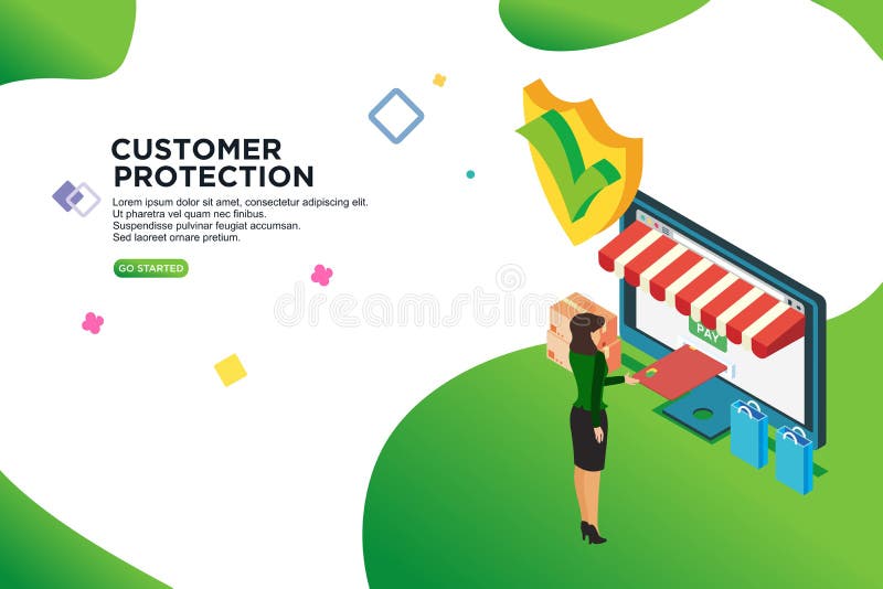 Customer Protection Isometric Design Stock Vector - Illustration of ...