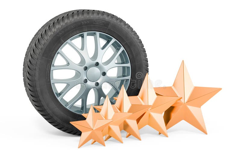 Customer Rating of Car Wheel Concept. 3D Rendering Stock Illustration ...