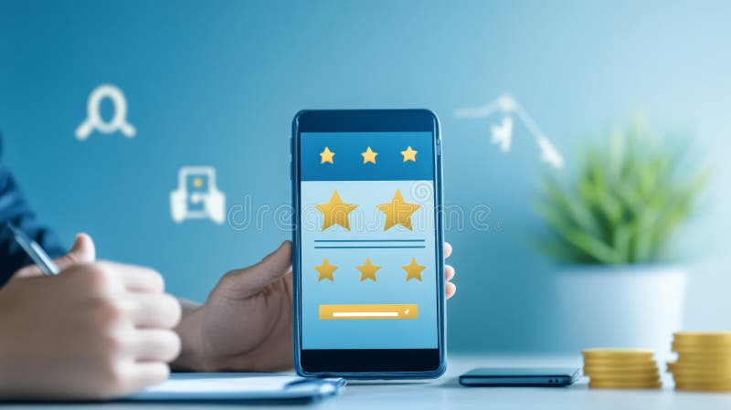 Customer Rating on Mobile App Screen Stock Illustration - Illustration ...