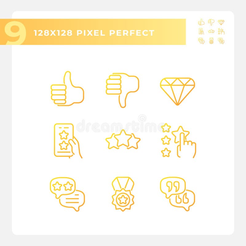 Customer Rating Pixel Perfect Gradient Linear Vector Icons Set Stock ...