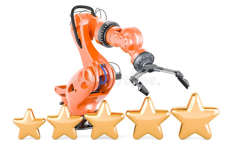 Customer Rating of Robotic Arm. 3D Rendering Stock Illustration ...