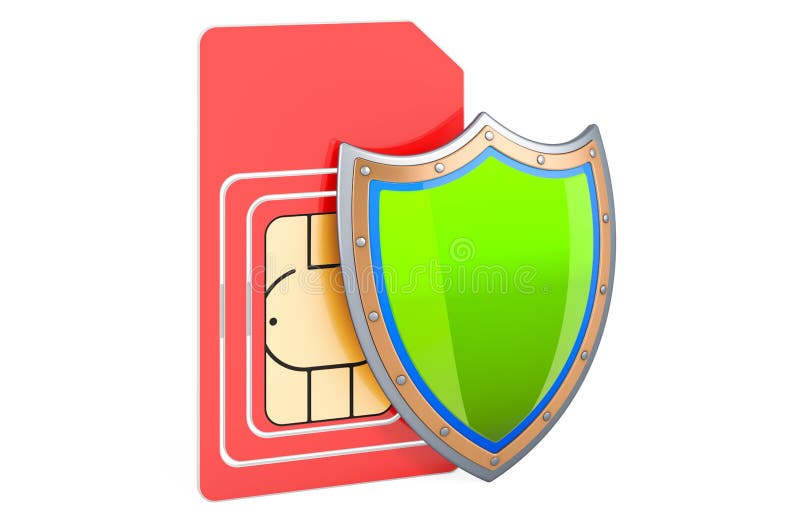 SIM Card with Shield, 3D Rendering Stock Illustration - Illustration of ...