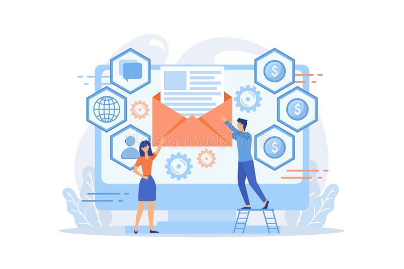 Customer Receiving Automated Marketing Message, Tiny People. Marketing ...