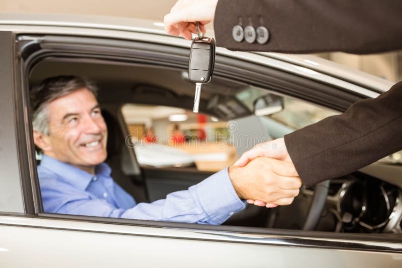 Customer Receiving Car Keys while Shaking Hand Stock Image - Image of ...
