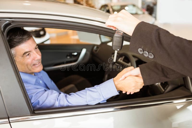 Customer Receiving Car Keys while Shaking Hand Stock Photo - Image of ...