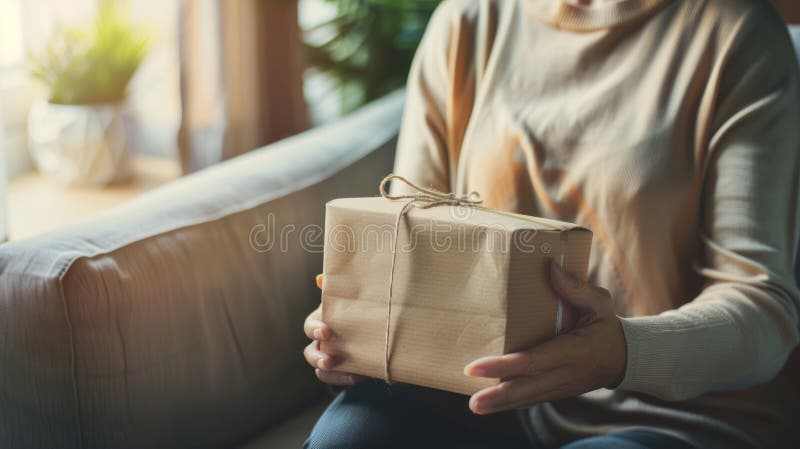 A Customer Receiving a Package at Home Stock Illustration ...