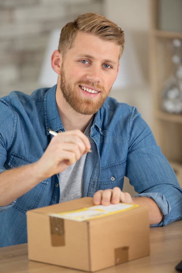 Customer Receiving Parcels or Goods from Delivery Service Stock Photo ...