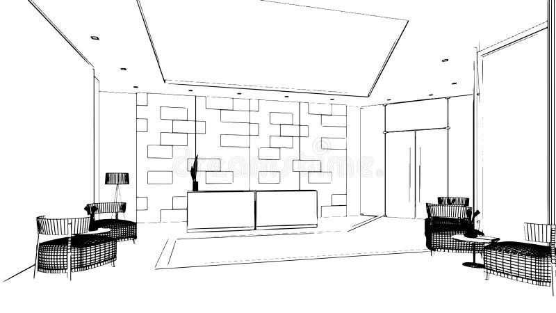 Customer Reception Area for Service and Inquiries,line Art,3d Rendering ...