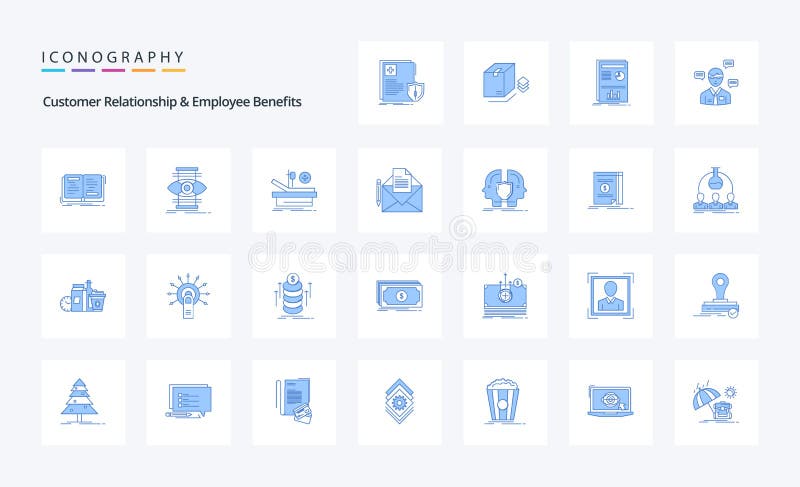 25 Customer Relationship and Employee Benefits Blue Icon Pack Stock ...