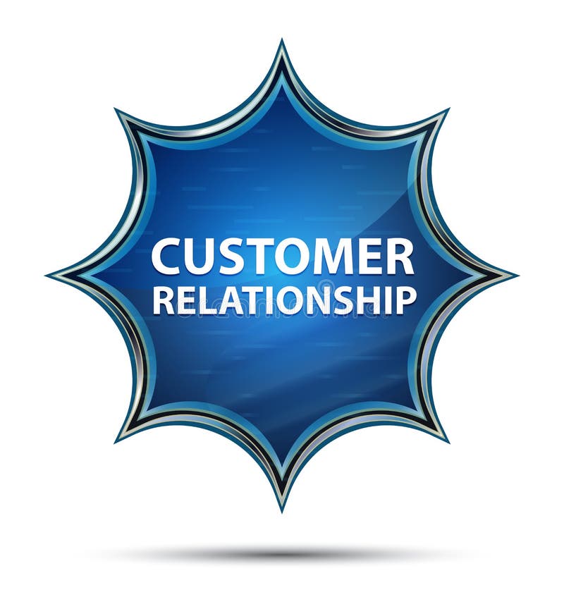 Customer Relationship Magical Glassy Sunburst Blue Button Stock ...