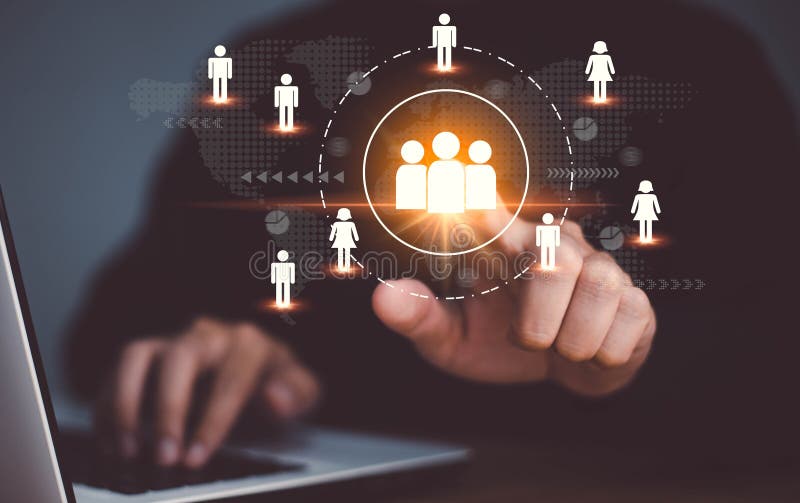 Customer Relationship Management, Businessman Use Tablet with Global ...