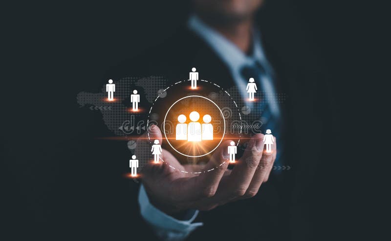 Customer Relationship Management, Businessman Use Tablet with Global ...