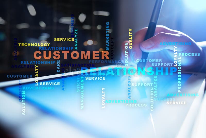 Customer Relationship Management Concept on the Virtual Screen. Words ...