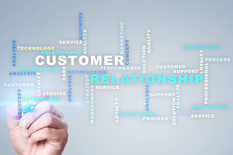Customer Relationship Management Concept on the Virtual Screen. Words ...