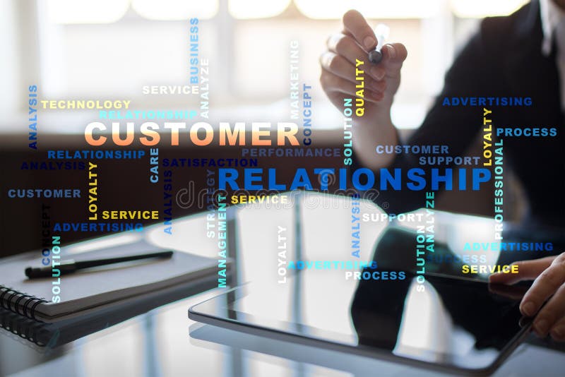Customer Relationship Management Concept on the Virtual Screen. Words ...