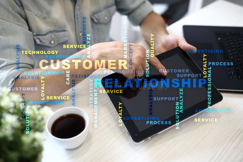 Customer Relationship Management Concept on the Virtual Screen. Words ...