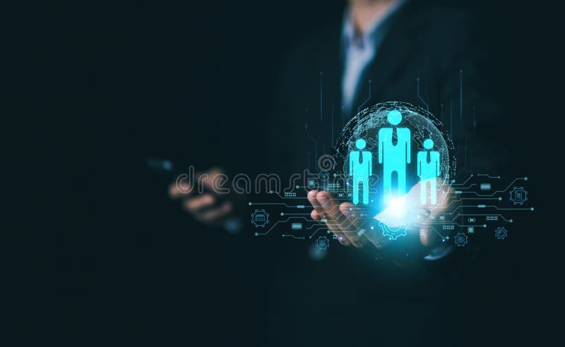 Customer Relationship Management, CRM. Businessman Use Smartphone with ...