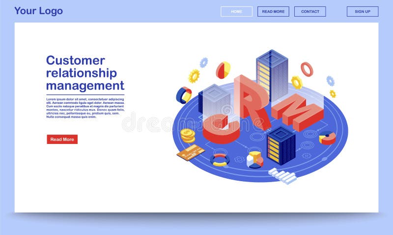 Customer Relationship Management Database Isometric Landing Page ...