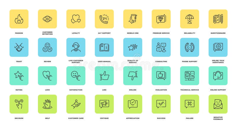 Customer Relationship Management Line Web Icons Stock Illustration ...