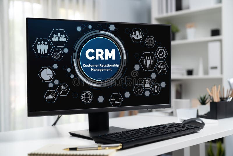 Customer Relationship Management System on Brisk Computer for CRM Business Stock Image - Image ...