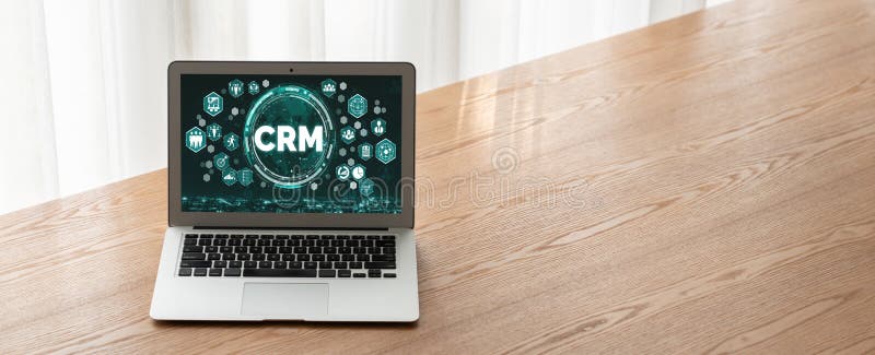 Customer Relationship Management System on Modish Computer for CRM Business Stock Photo - Image ...